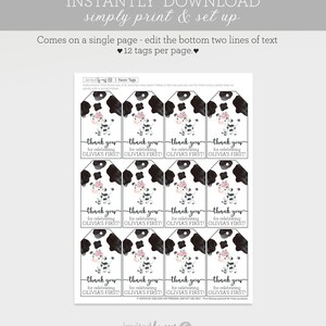 Editable Holy Cow Birthday Favor Tags, Pink Cow Bottle Labels Cow Decor ...