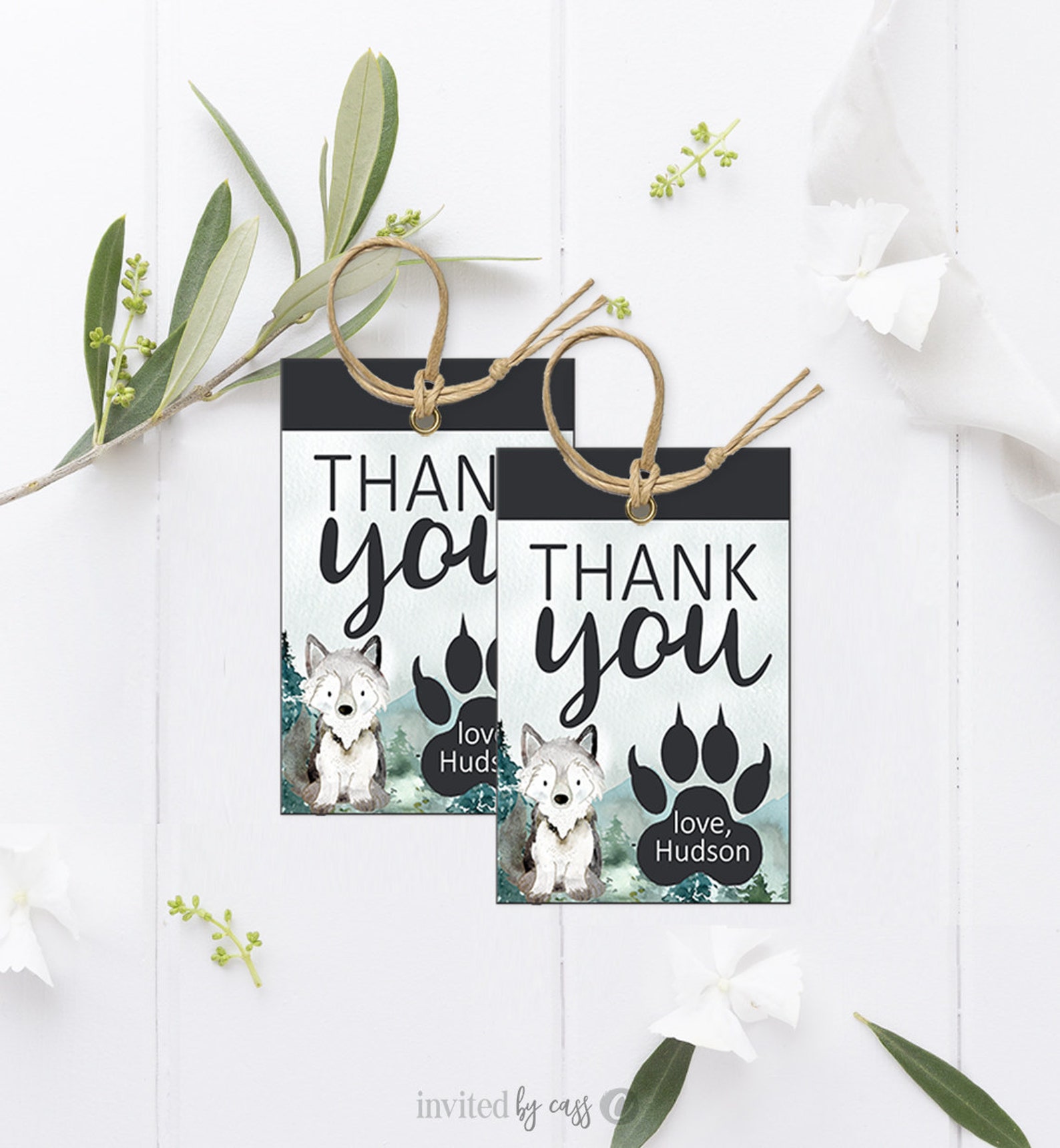 Wolf Party Favor Tags Thank You First Birthday Second - Etsy