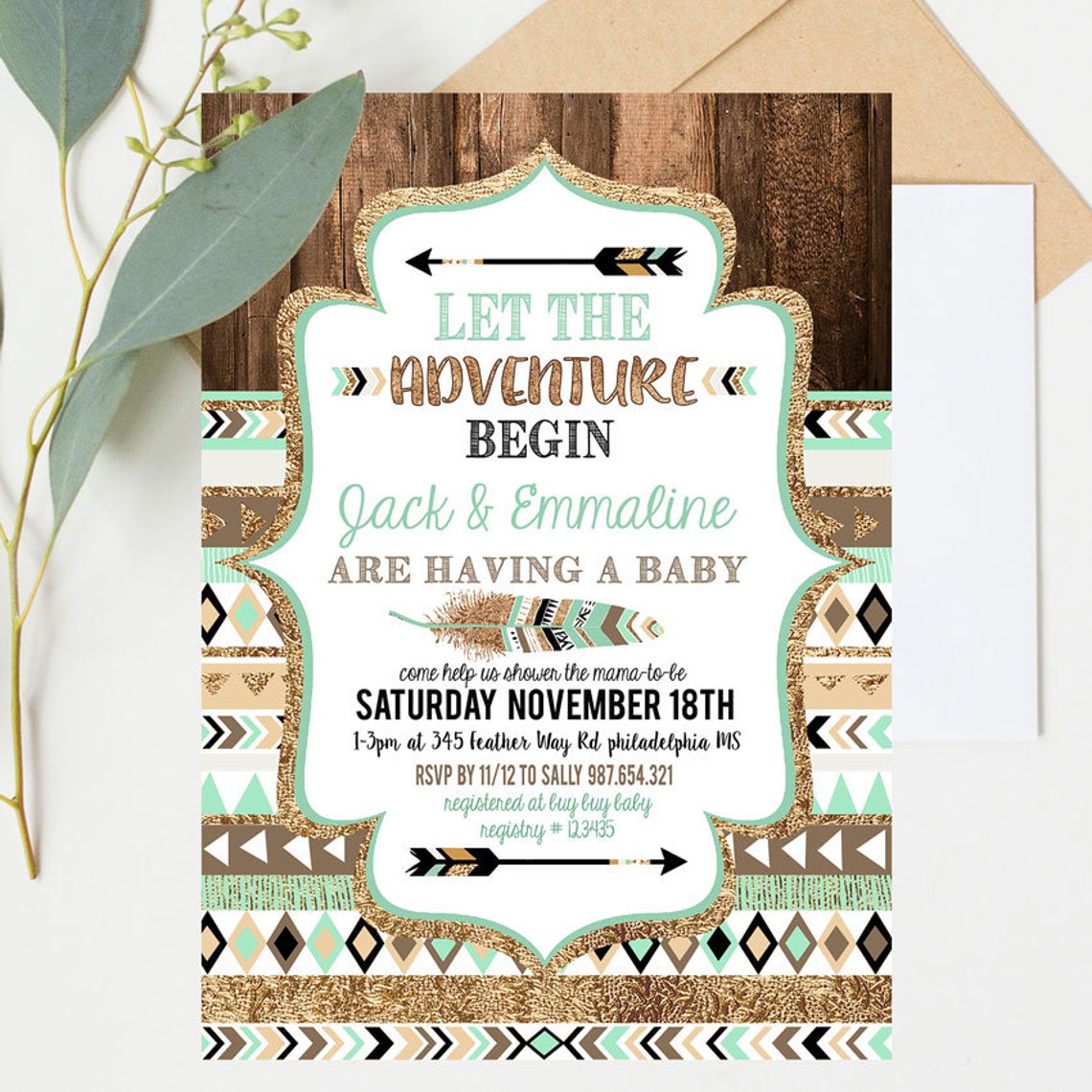 ADVENTURE BEGINS Baby Shower Invitation Boy Adventure Baby - Etsy