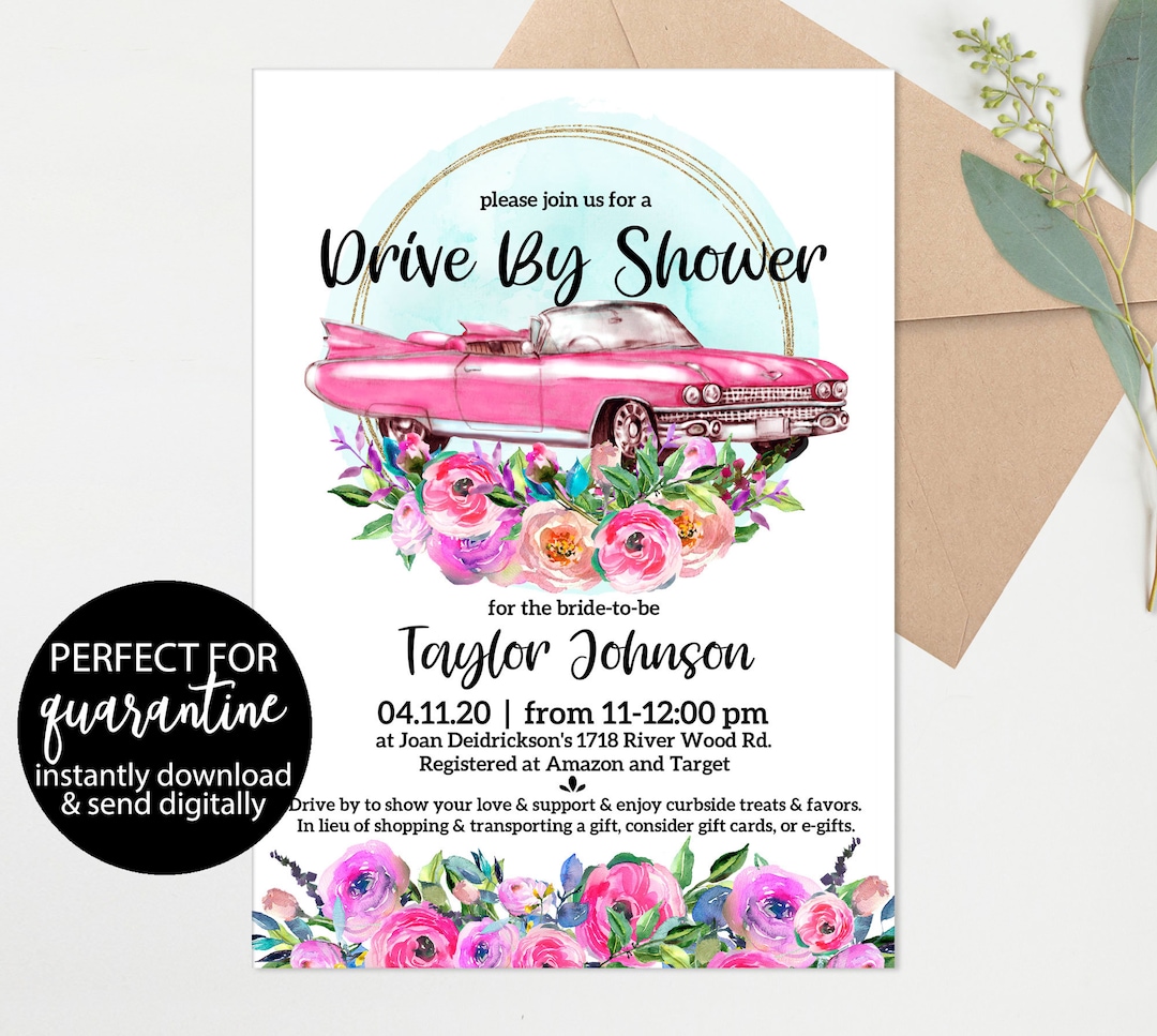Quarantine SHOWER - Drive Thru Baby or Bridal Shower Parade - Pink ...