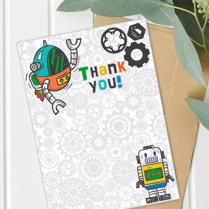 Robot Thank You Cards - Etsy