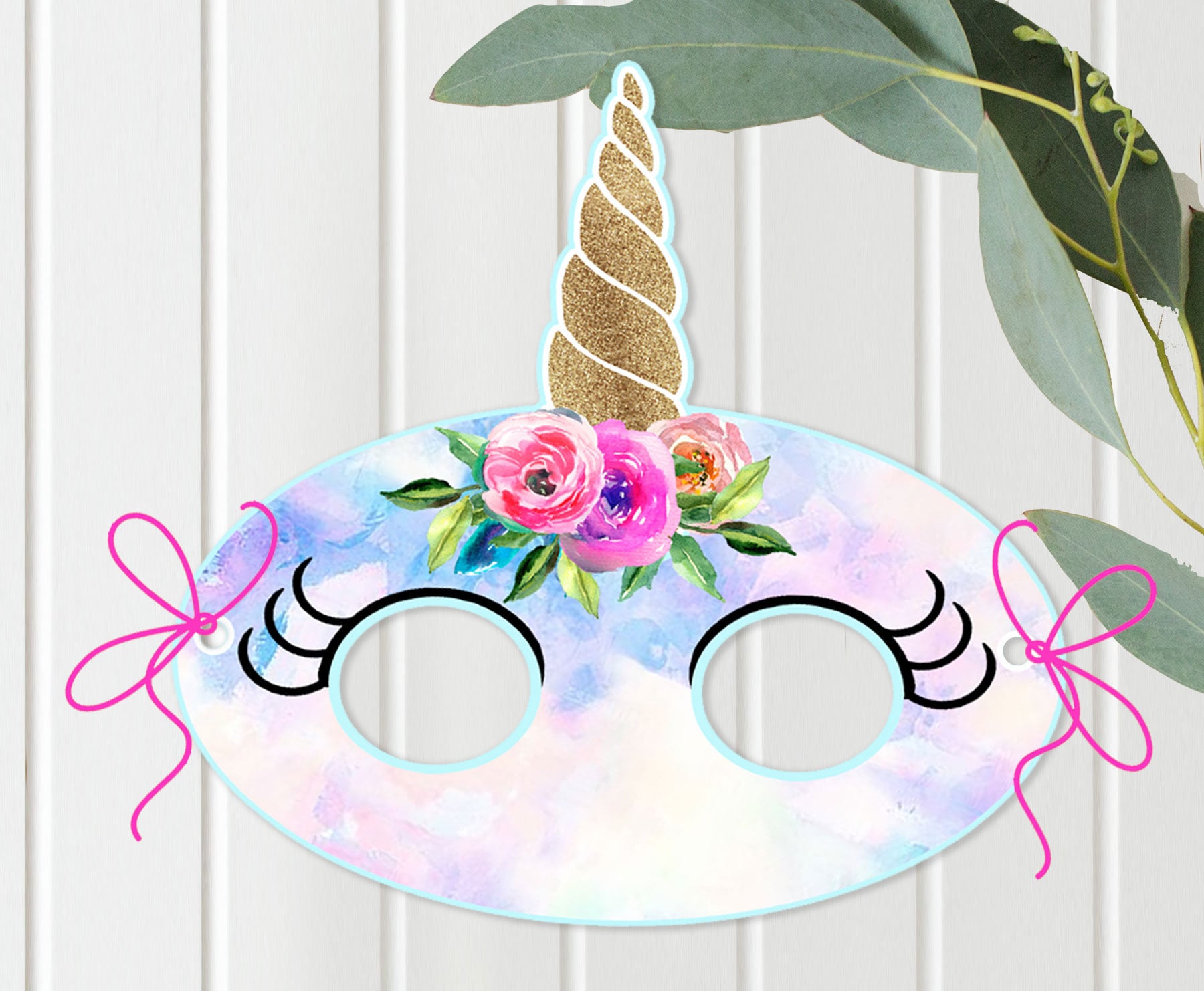 Narwhal Face Mask - Printable - Narwhal Horn - With and Without Lashes ...