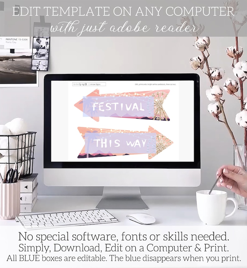 Ferris Wheel Festival Arrows Sign: Custom DIY Decor (digital Download ...
