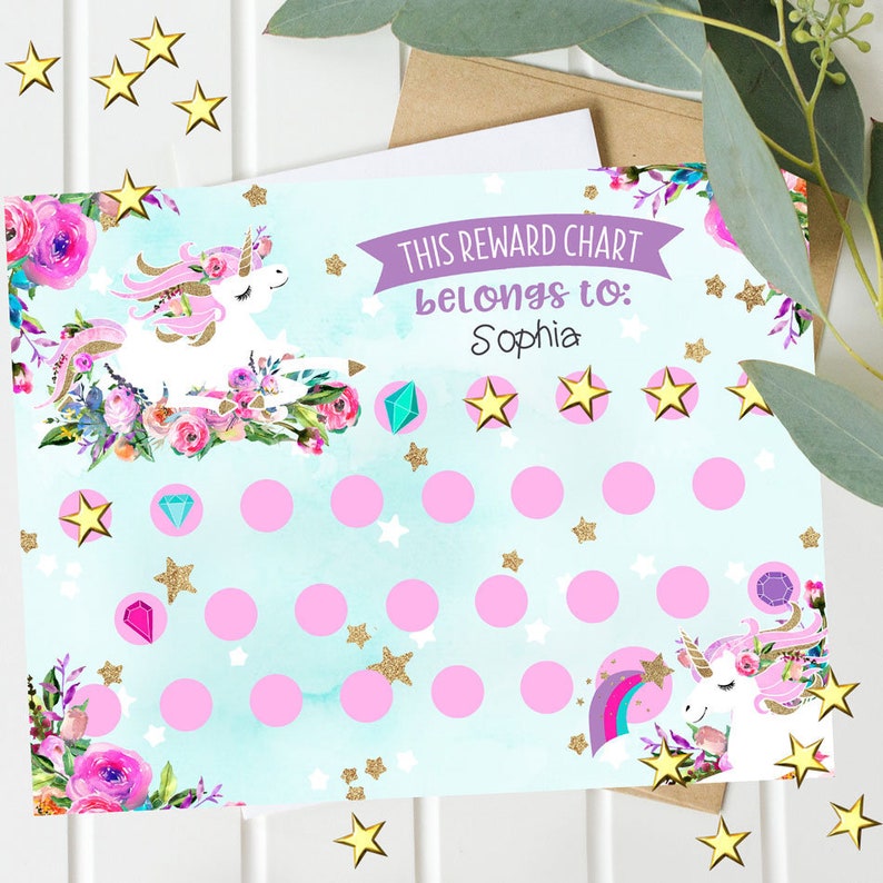 Kids Reward Chart Sticker Chart Punch Cards Girls | Etsy