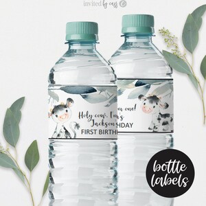 Holy Cow Birthday Water Bottle Labels, Cow Bottle Labels Cow Decor ...