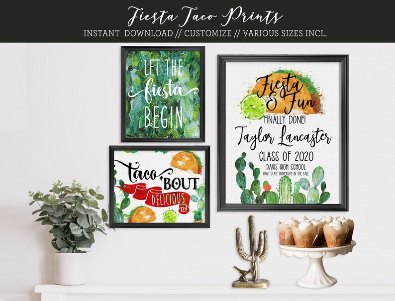 Decor Bundle Printable Graduation Fiesta Taco Graduate - Etsy
