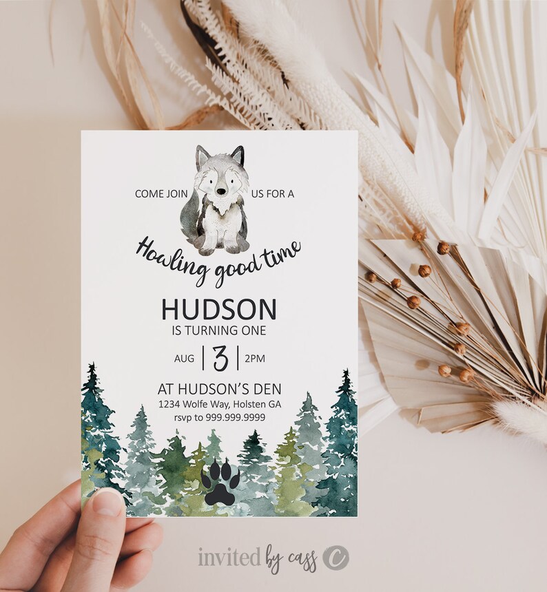 Wolf Party Invitations First Birthday Second Third - Etsy