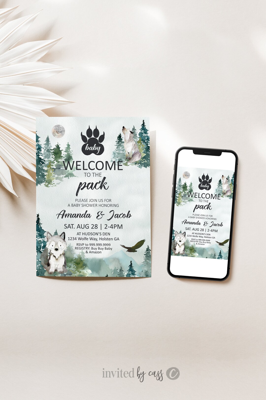Welcome to the Pack Wolf Shower Invites | Wolf Pack Baby Shower ...