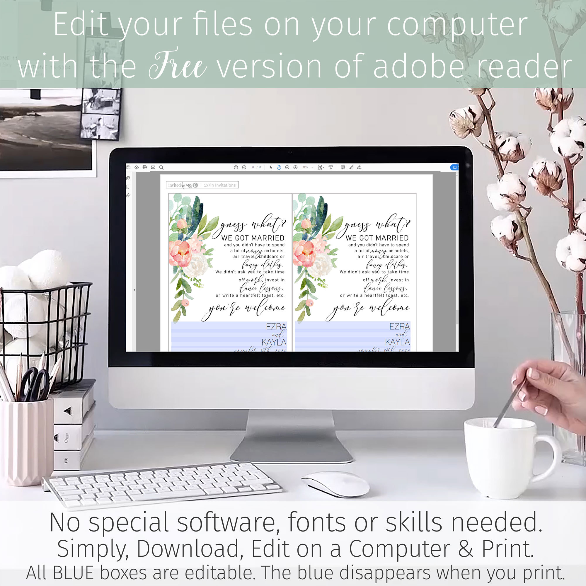 We Eloped Funny Elopement Announcement Template Wedding - Etsy