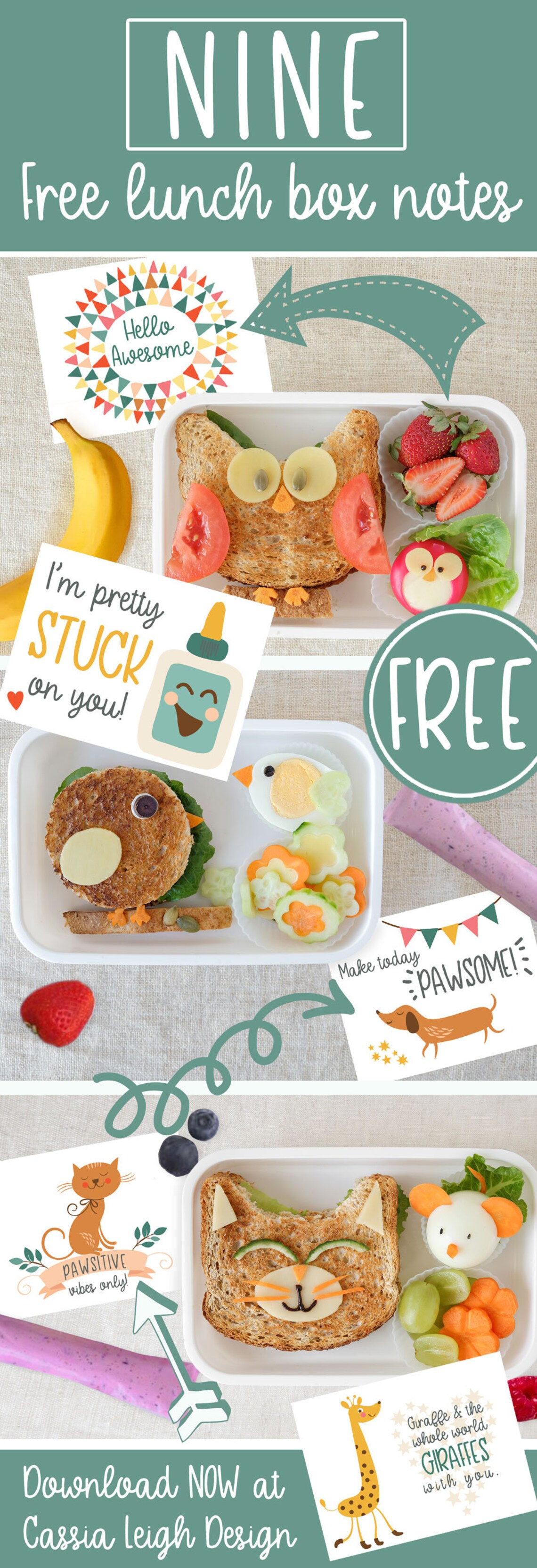 NEW! 9 Lunchbox Notes // Back to School, Lunch Box Note, First Day of ...
