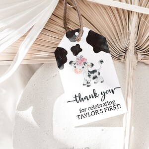 Editable Holy Cow Birthday Favor Tags, Pink Cow Bottle Labels Cow Decor ...