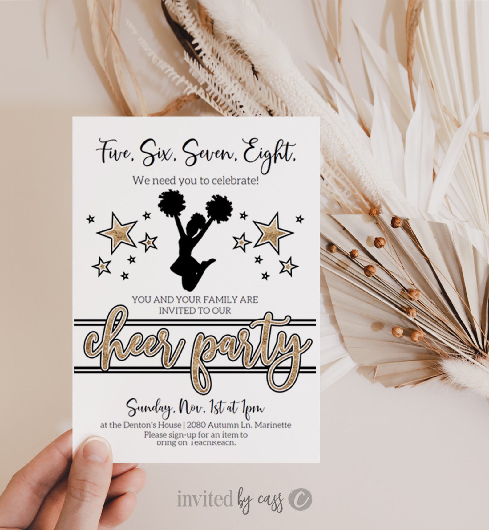 Cheer Birthday Invitation Cheer Party Editable Cheerleader - Etsy