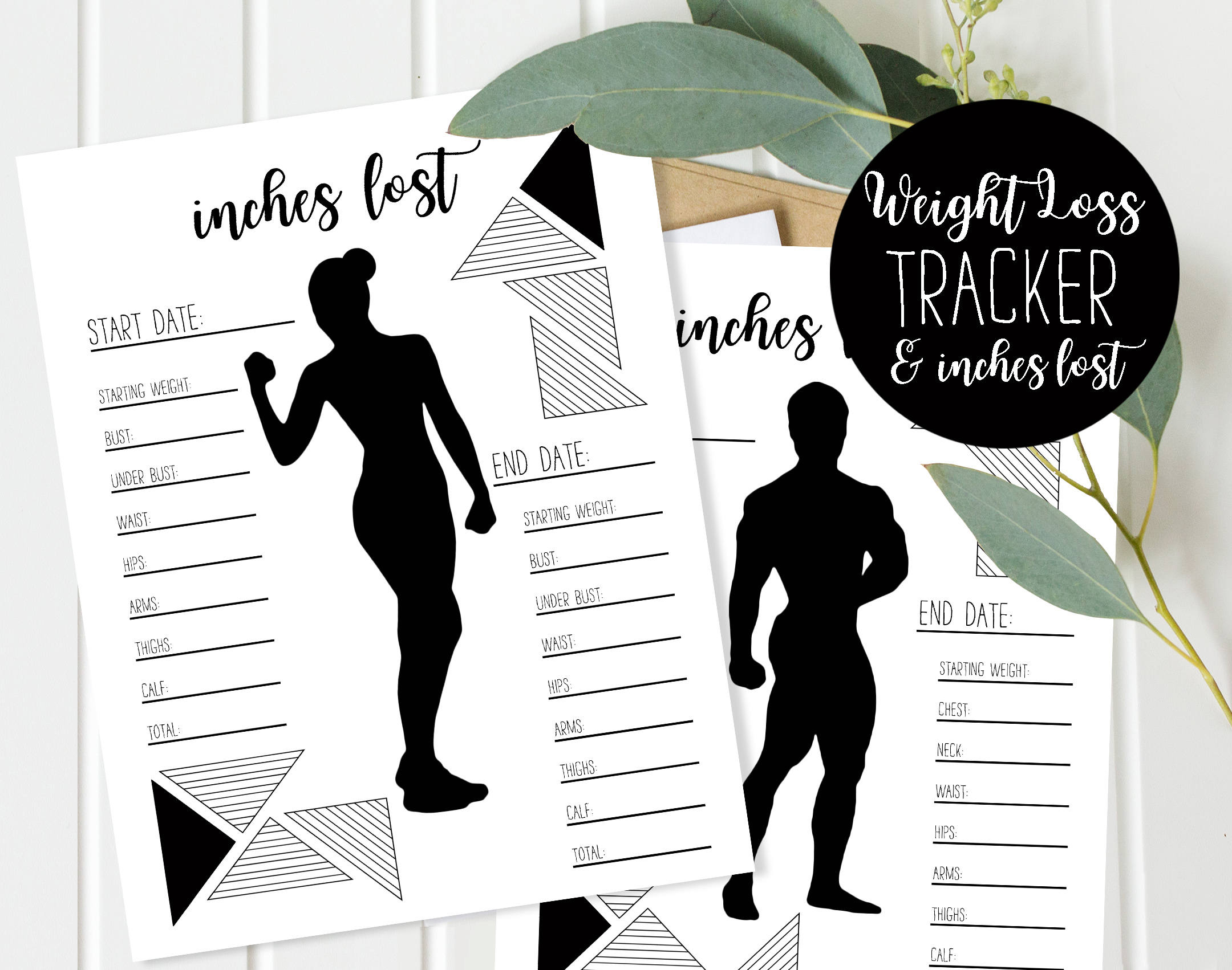 Weight loss chart Measurement Tracker Weight Loss Journal | Etsy