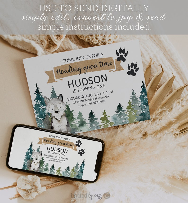Howling Party Invitations Wolf First Birthday Second Third - Etsy