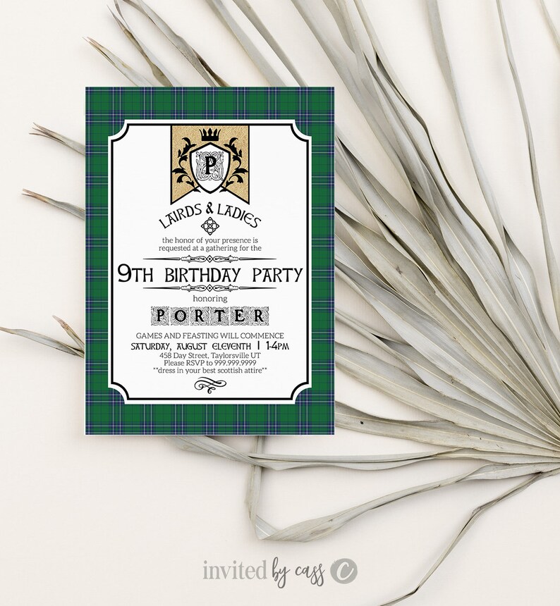 Green Plaid Scottish Highland Games Invite, Green Plaid Invites ...