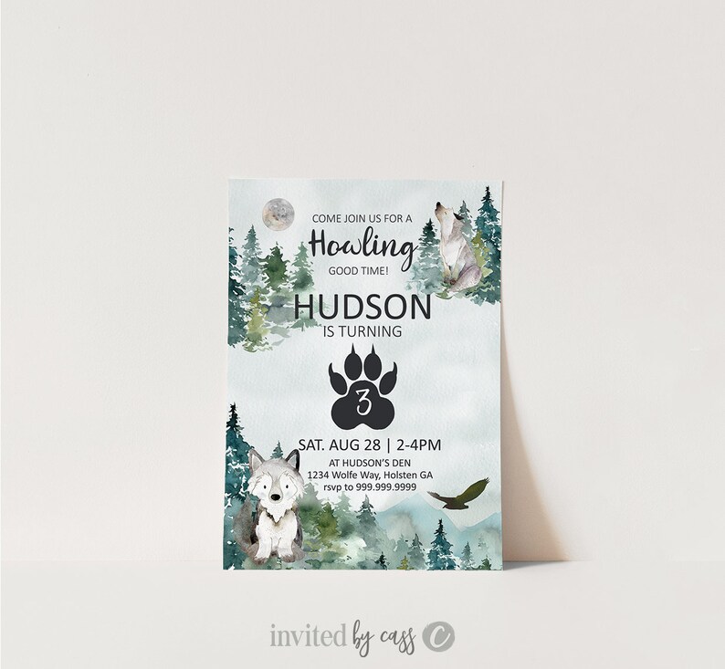 Wolf Party Invites First Birthday Second Third Howling - Etsy