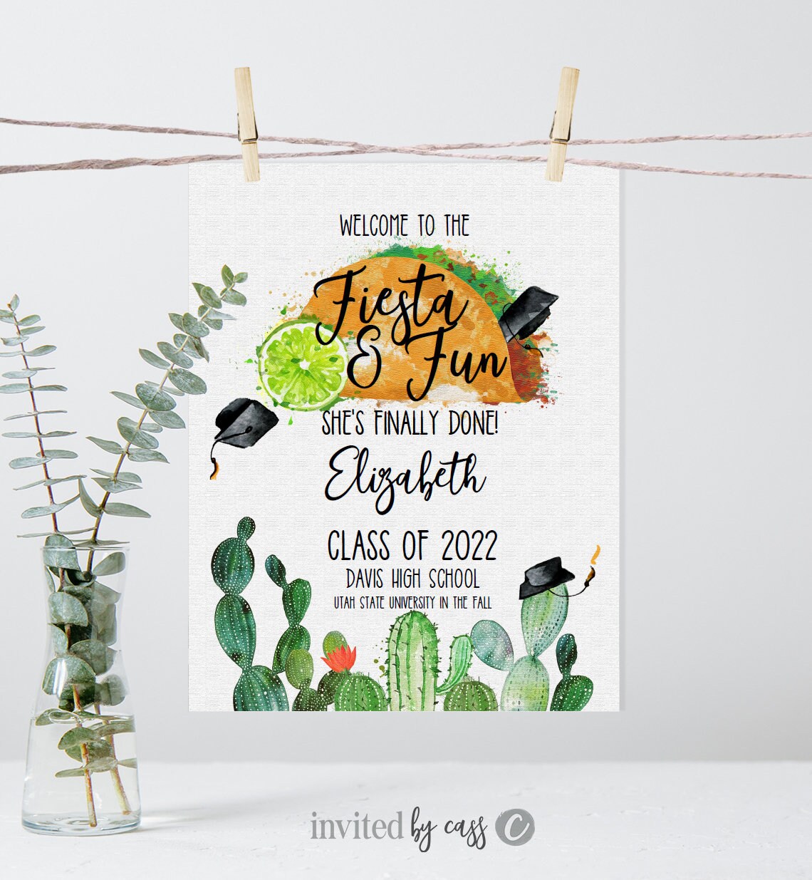 Printable Graduation Sign | Fiesta Taco Bar Grad | Graduation ...