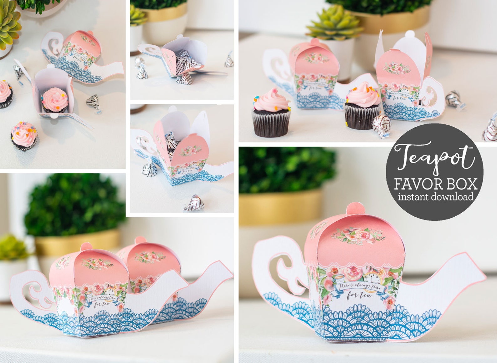 Teapot Favor Boxes INSTANT Download Birthday Bridal Shower - Etsy