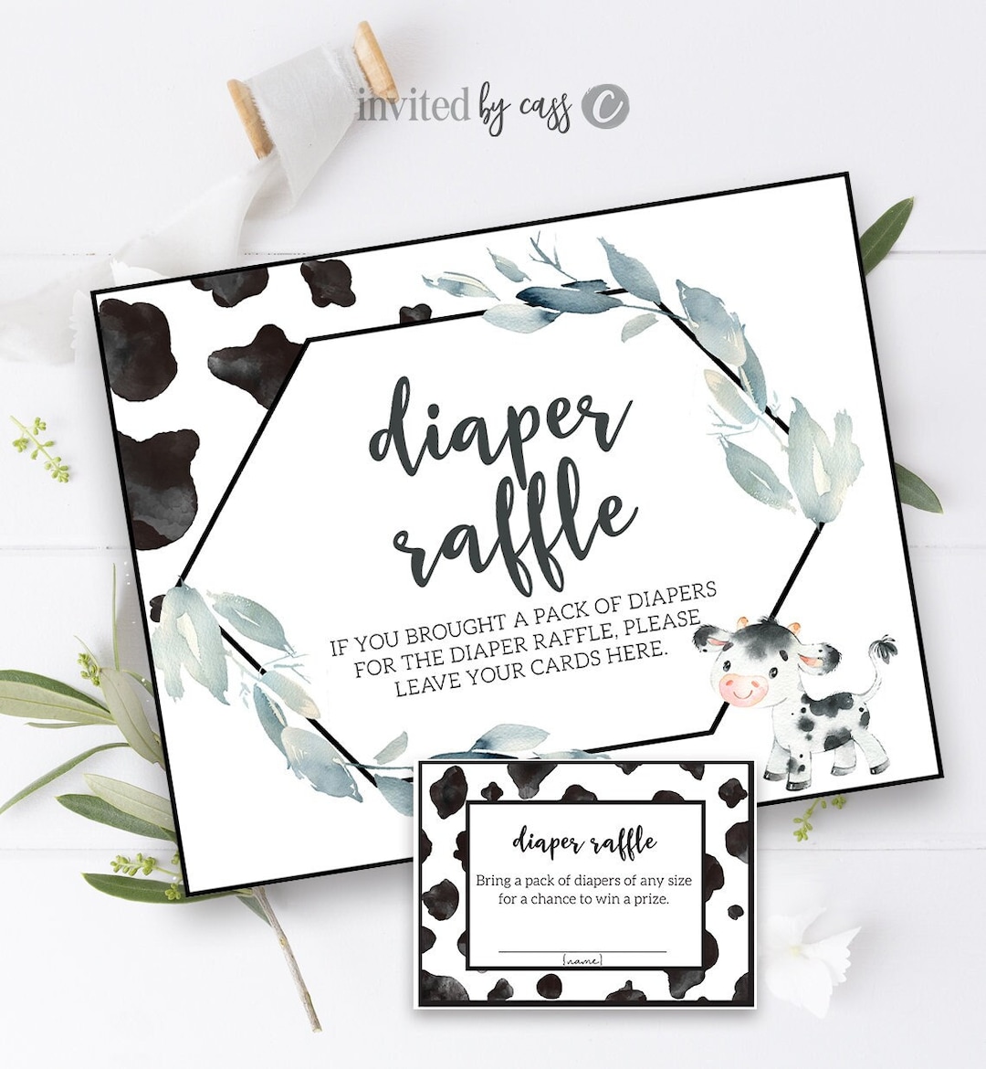 Holy Cow Baby Shower Diaper Raffle, Cow Shower Game, Cow Decor, Baby ...