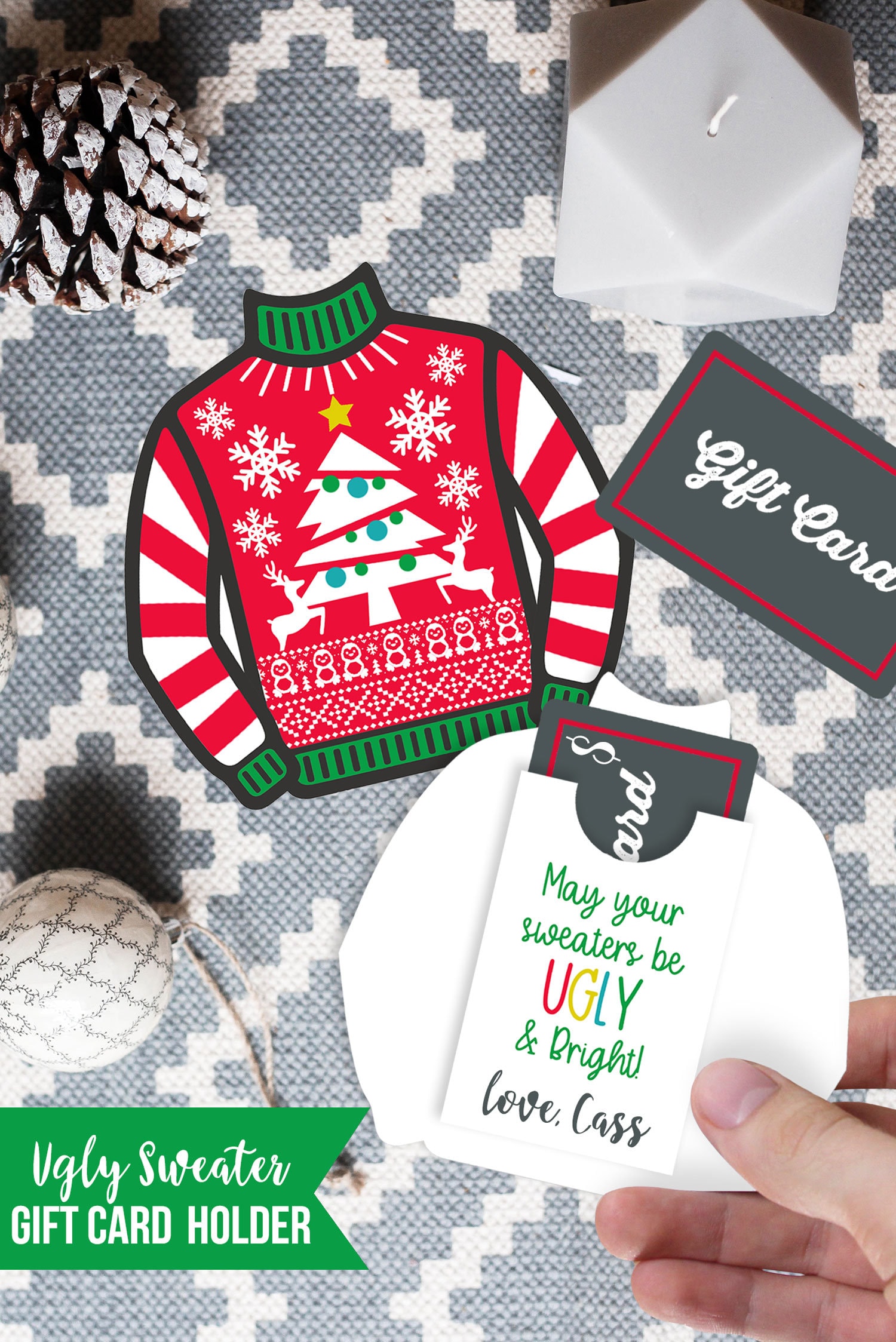 Christmas Gift Card Holders download & print Ugly Sweater | Etsy