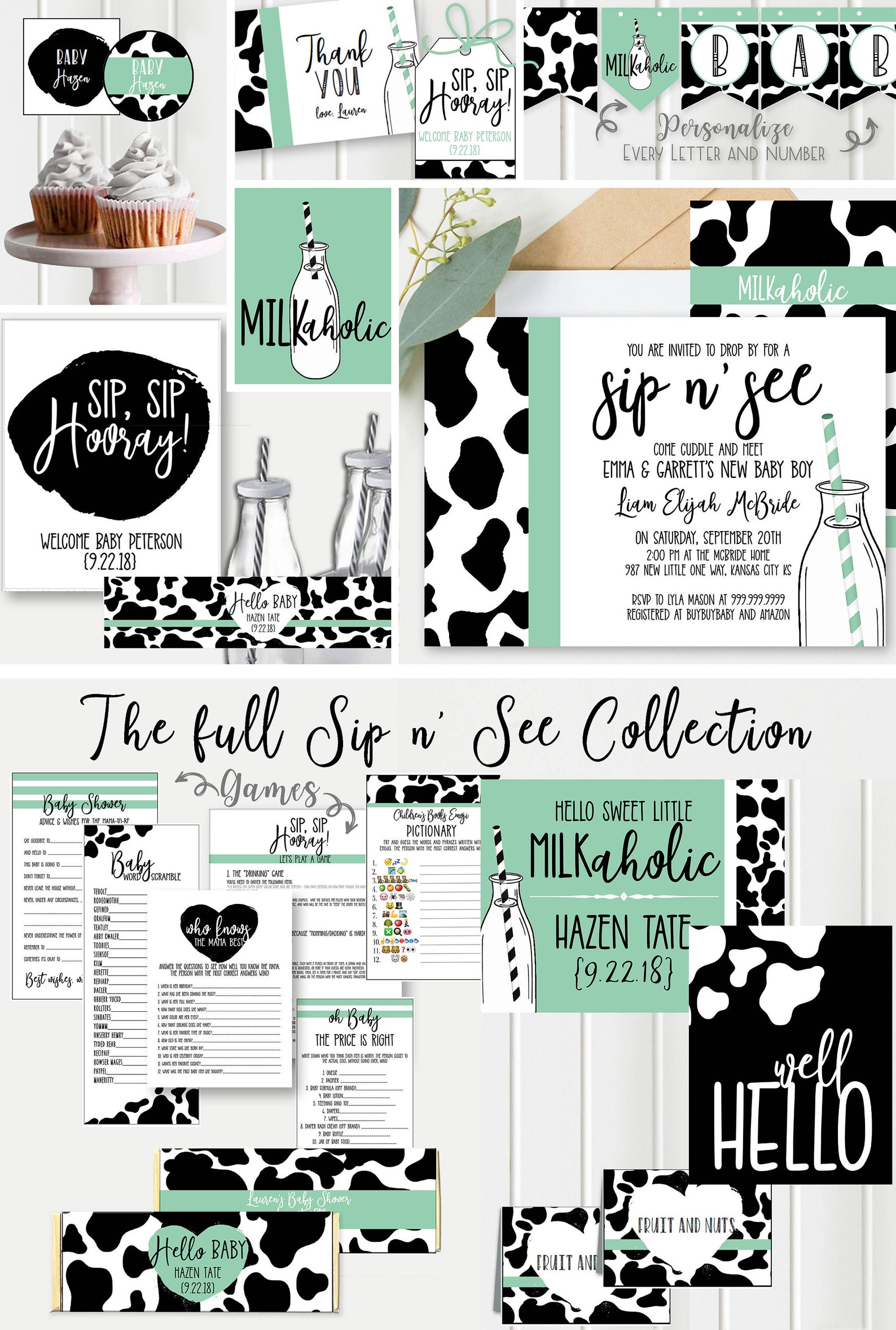 BUNDLE & Save Sip and See Baby Shower Invite Decorations - Etsy