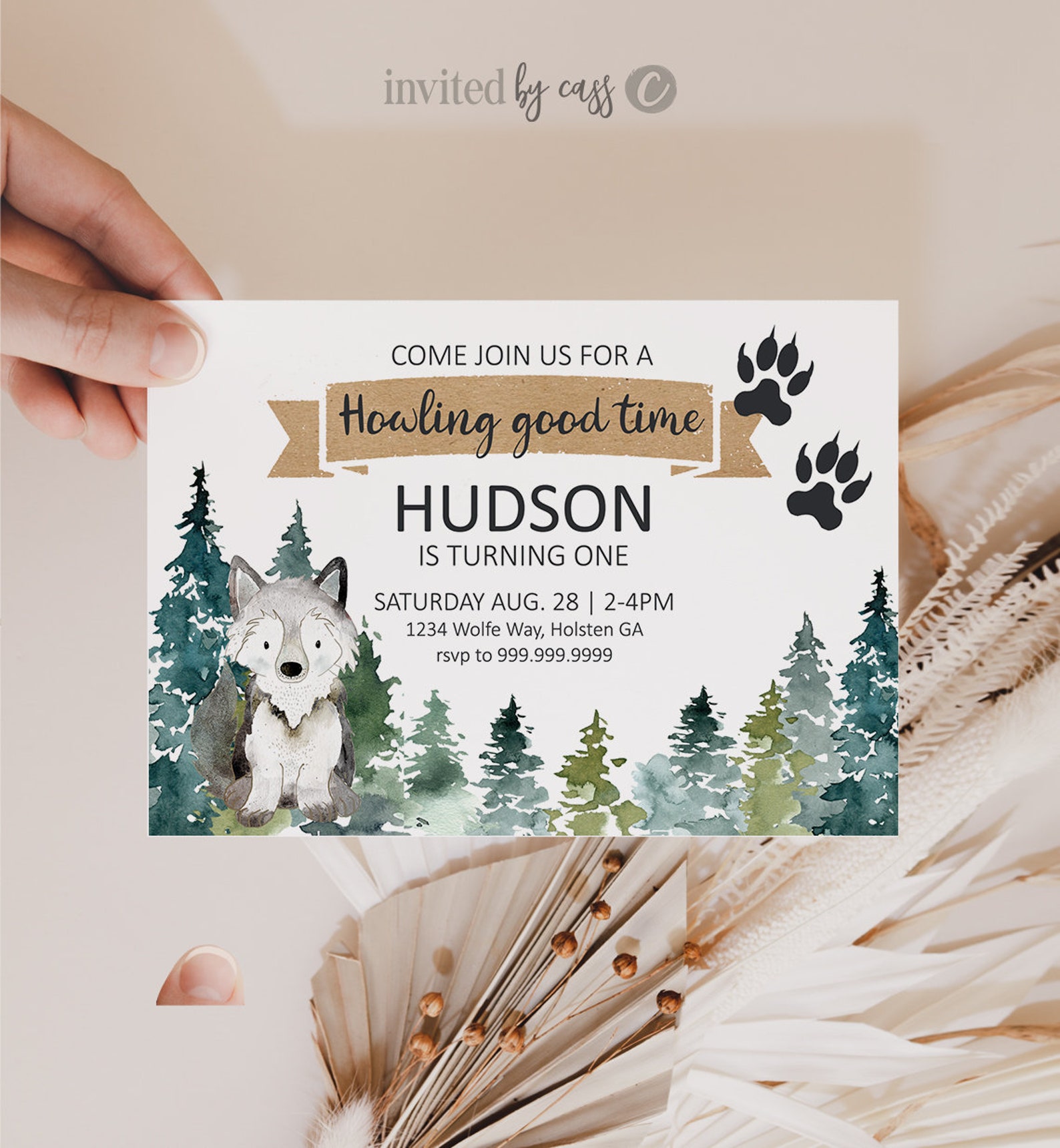 Howling Party Invitations Wolf First Birthday Second Third - Etsy