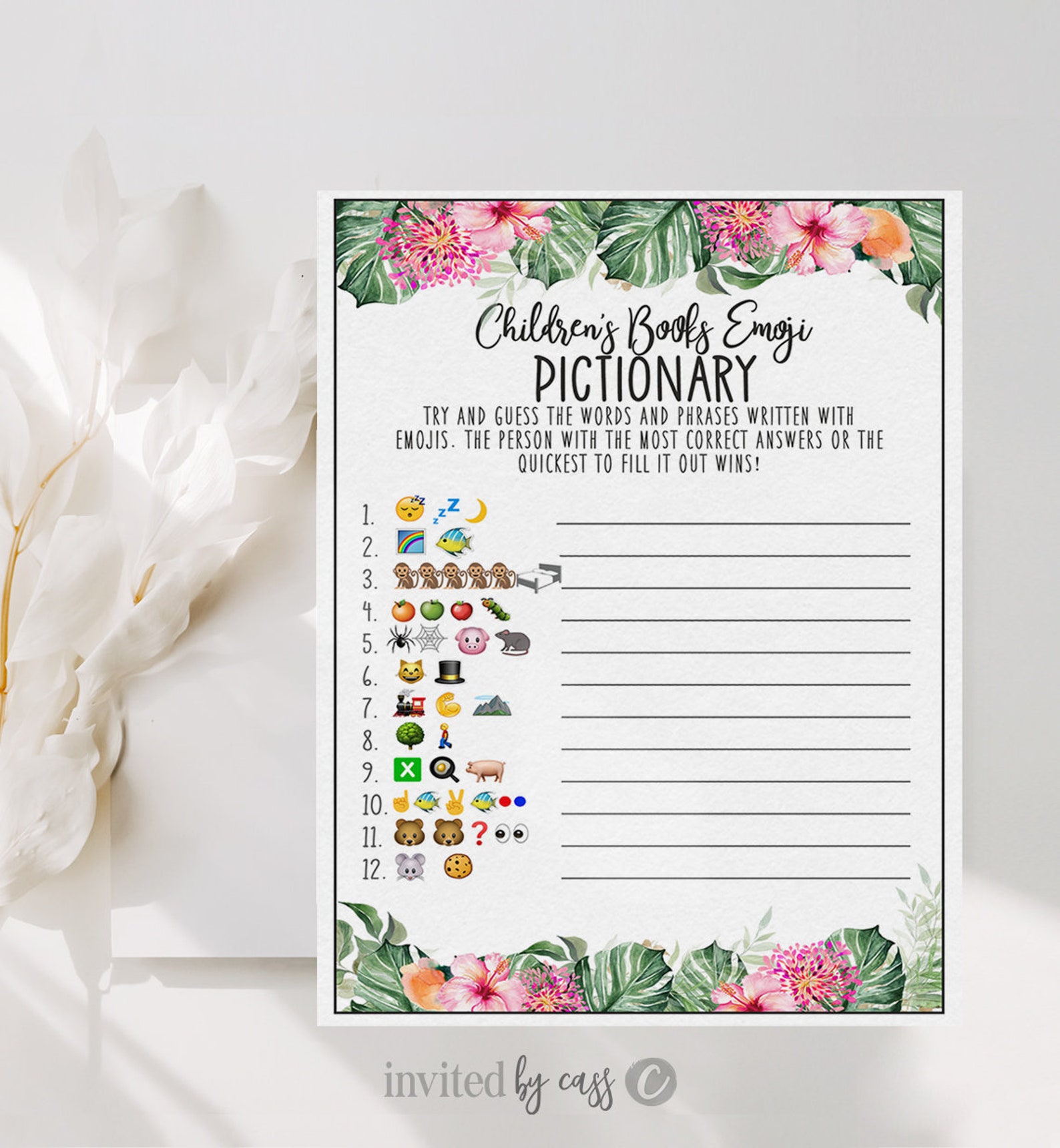 Emoji Pictionary Baby Shower Game Luau Baby Shower Easy - Etsy Canada