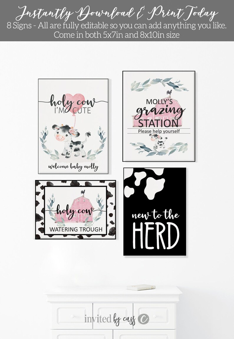 Editable Holy Cow We're Having a Baby Decor Signs Bundle - Etsy