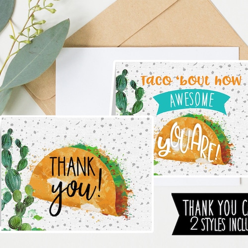 Taco Party Thank You Cards Download & Print Now Shower - Etsy