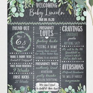 Baby Shower Board / Gender Neutral Pregnancy Stat Board / Eucalyptus ...