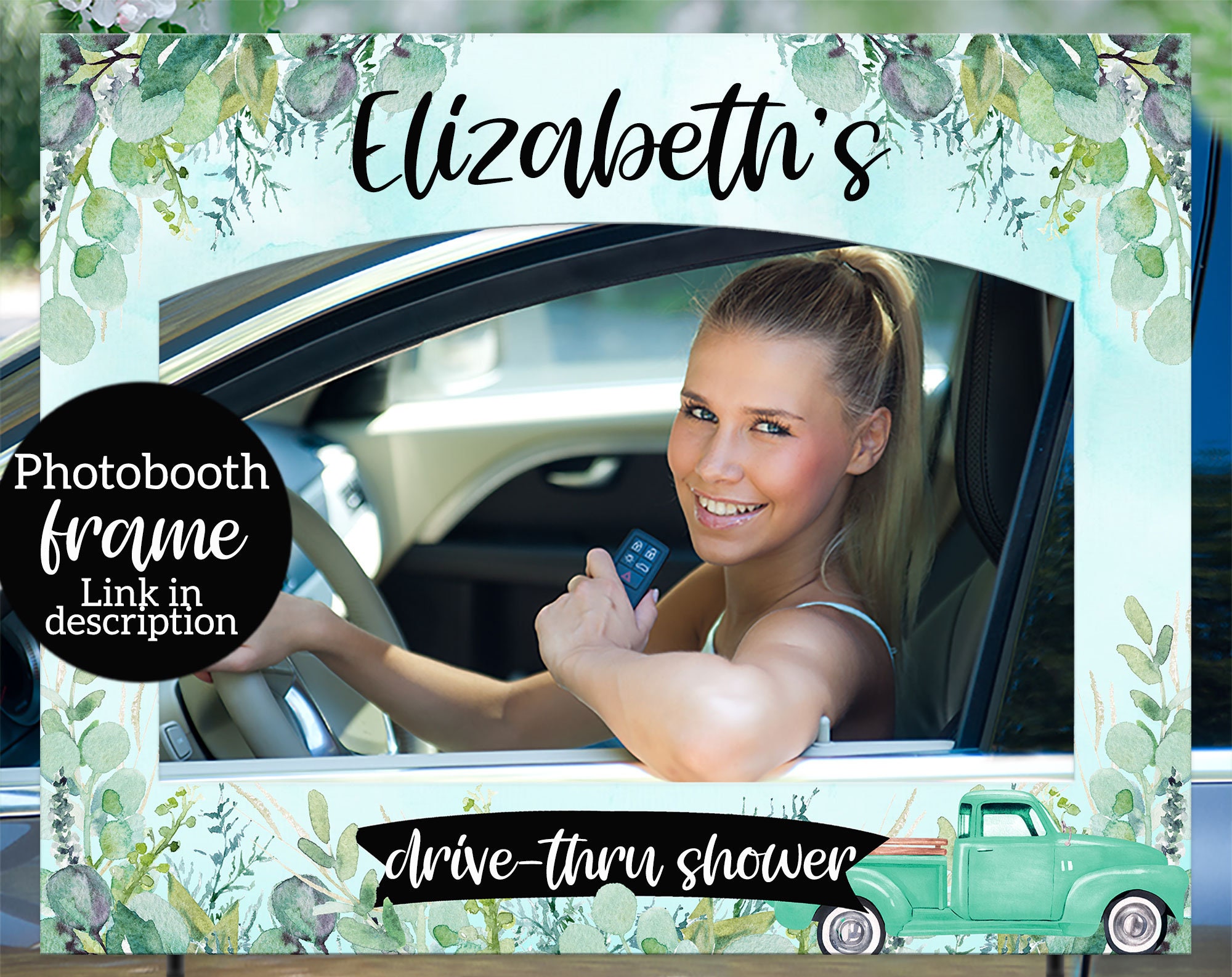 Drive by Shower Party Sign - Download - Social Distance - Teal Truck ...