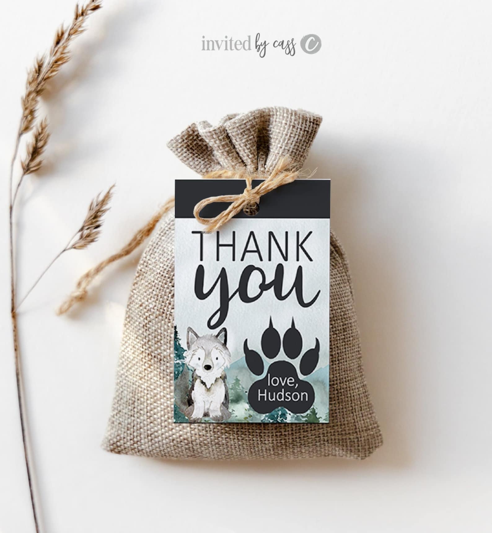 Wolf Party Favor Tags Thank You First Birthday Second - Etsy