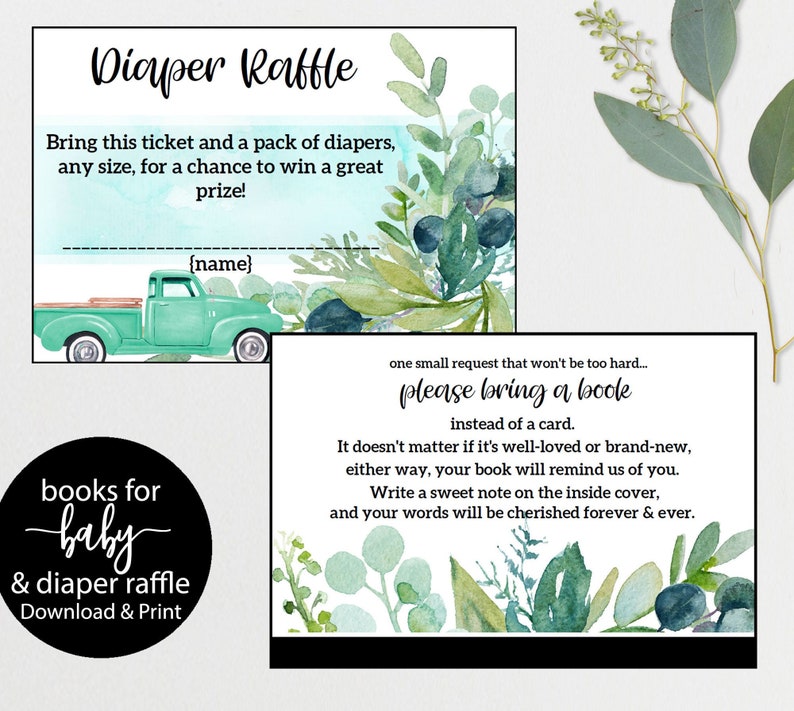 Teal Baby Shower Books for Baby Diaper Raffle Download - Etsy
