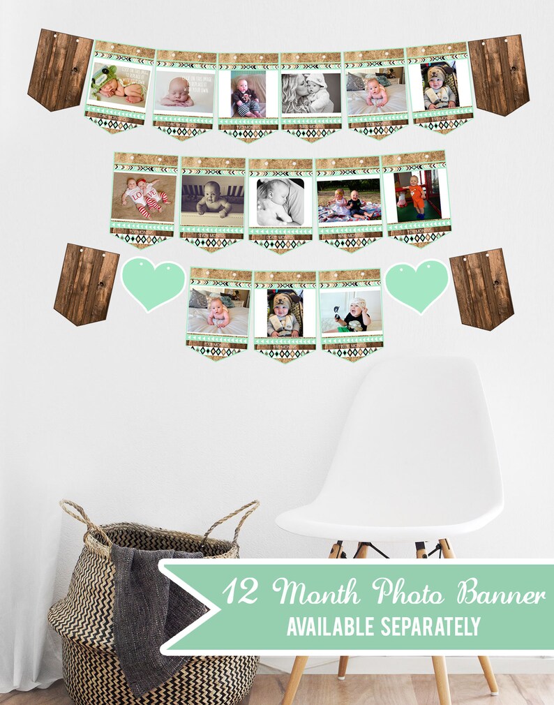 Wild One Birthday Invitation with Decor Brown Mint Teal and - Etsy