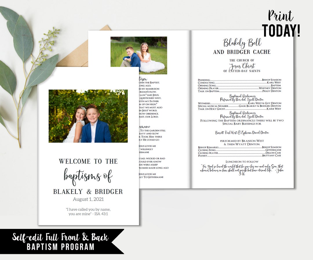 LDS Twins Baptism Program - Joint Baptism Program - Photos - Modern ...