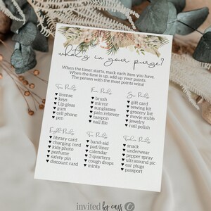 What's in Your Purse Baby Shower Game, Desert Baby Shower, Easy Shower ...