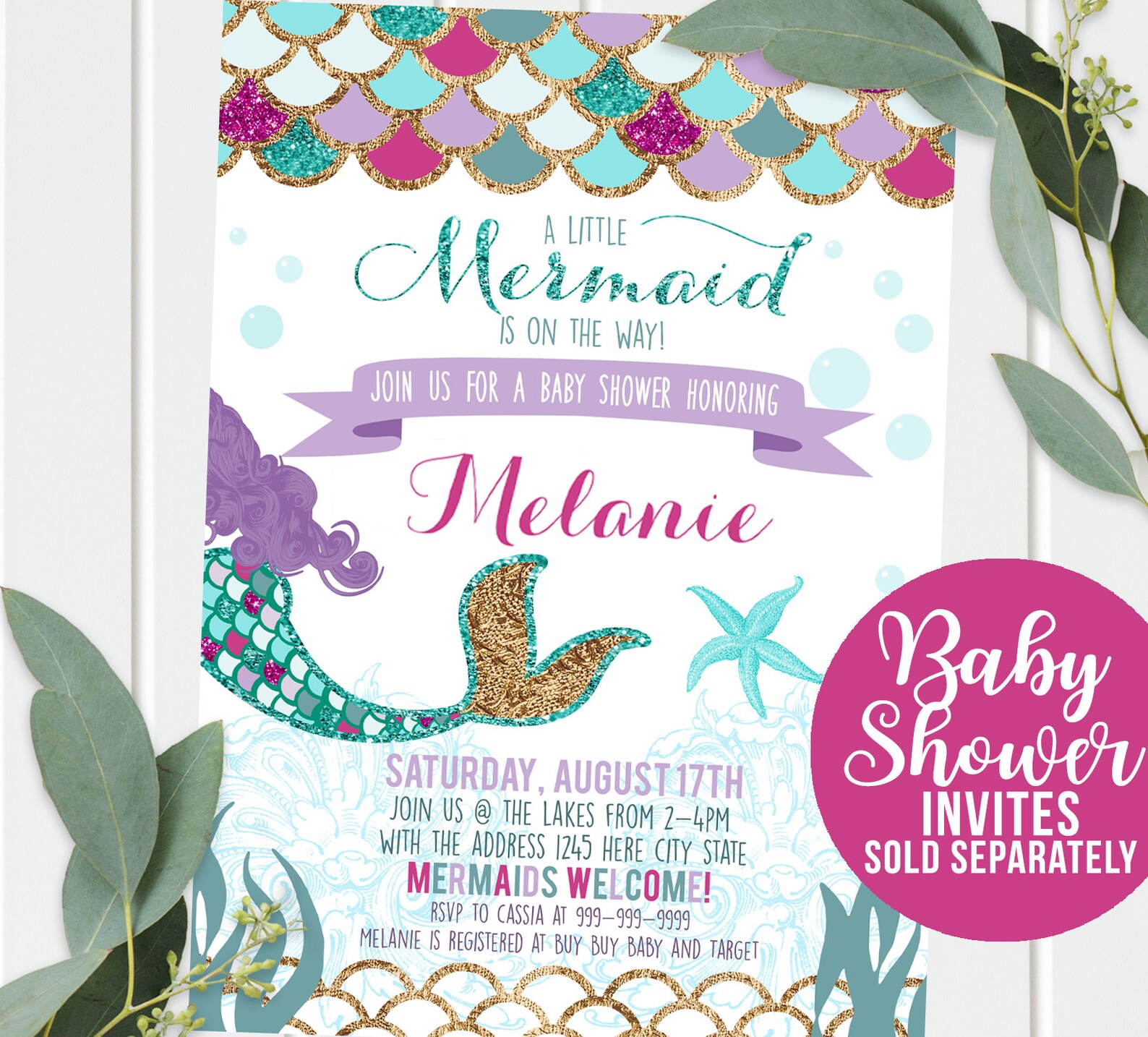 Mermaid Baby Shower Games, Under the Sea Shower, Girl Baby Shower, Fun ...