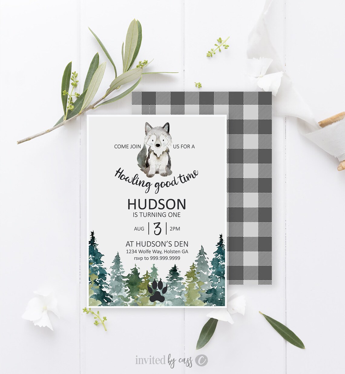 Wolf Party Invitations First Birthday Second Third - Etsy