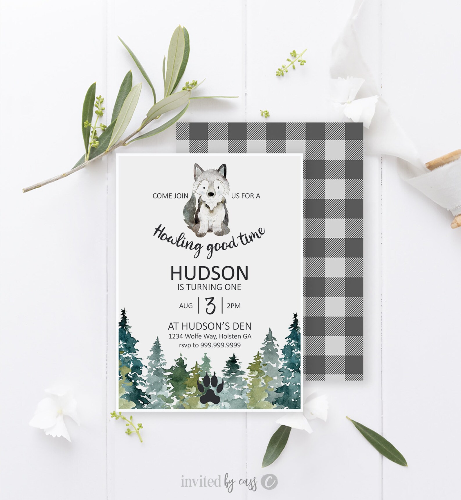 Wolf Party Invitations First Birthday Second Third - Etsy