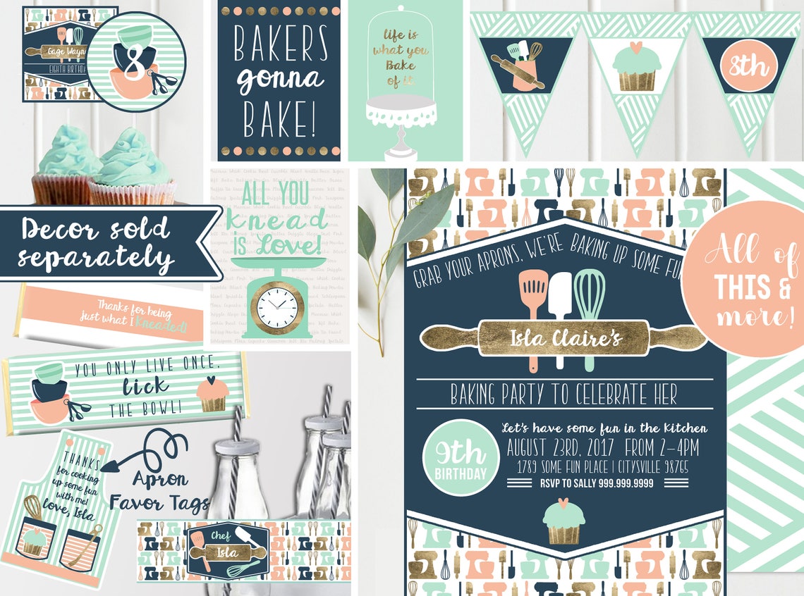 Cooking Baking Birthday Party - Invitations - Cooking Baking Birthday ...