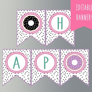Donut Party Decorations, Pink Purple and Black, Donut Party, Instant ...