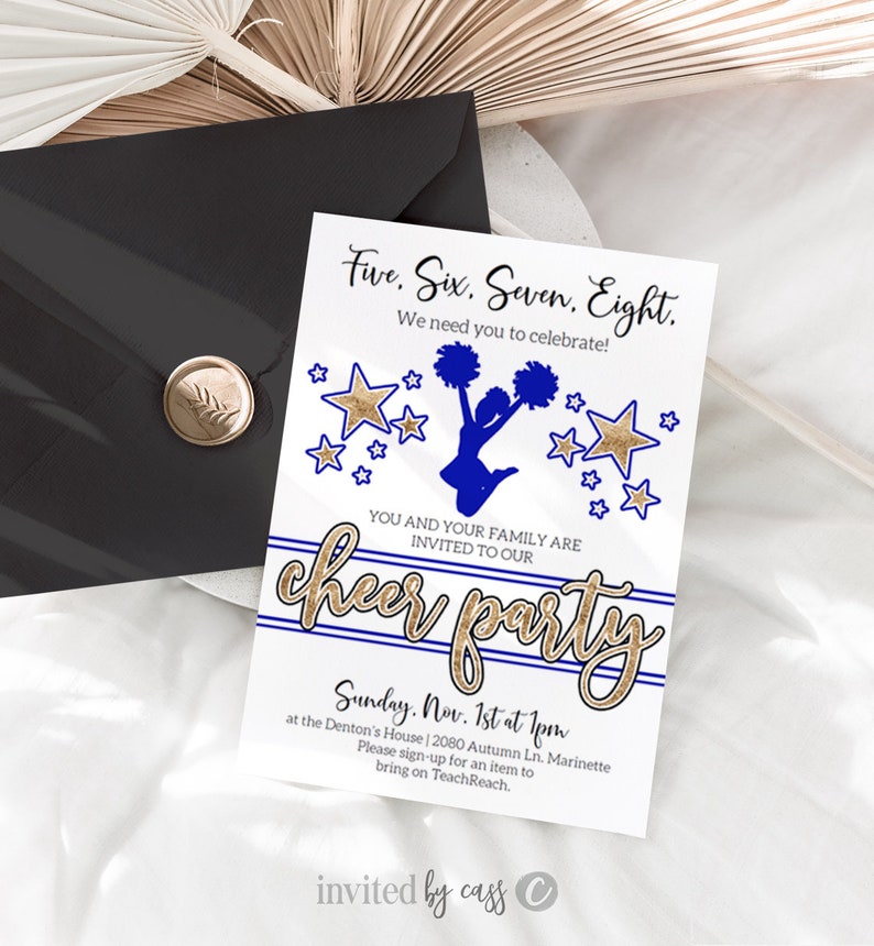 Cheer Birthday Invitation Cheer Party Editable Cheerleader - Etsy