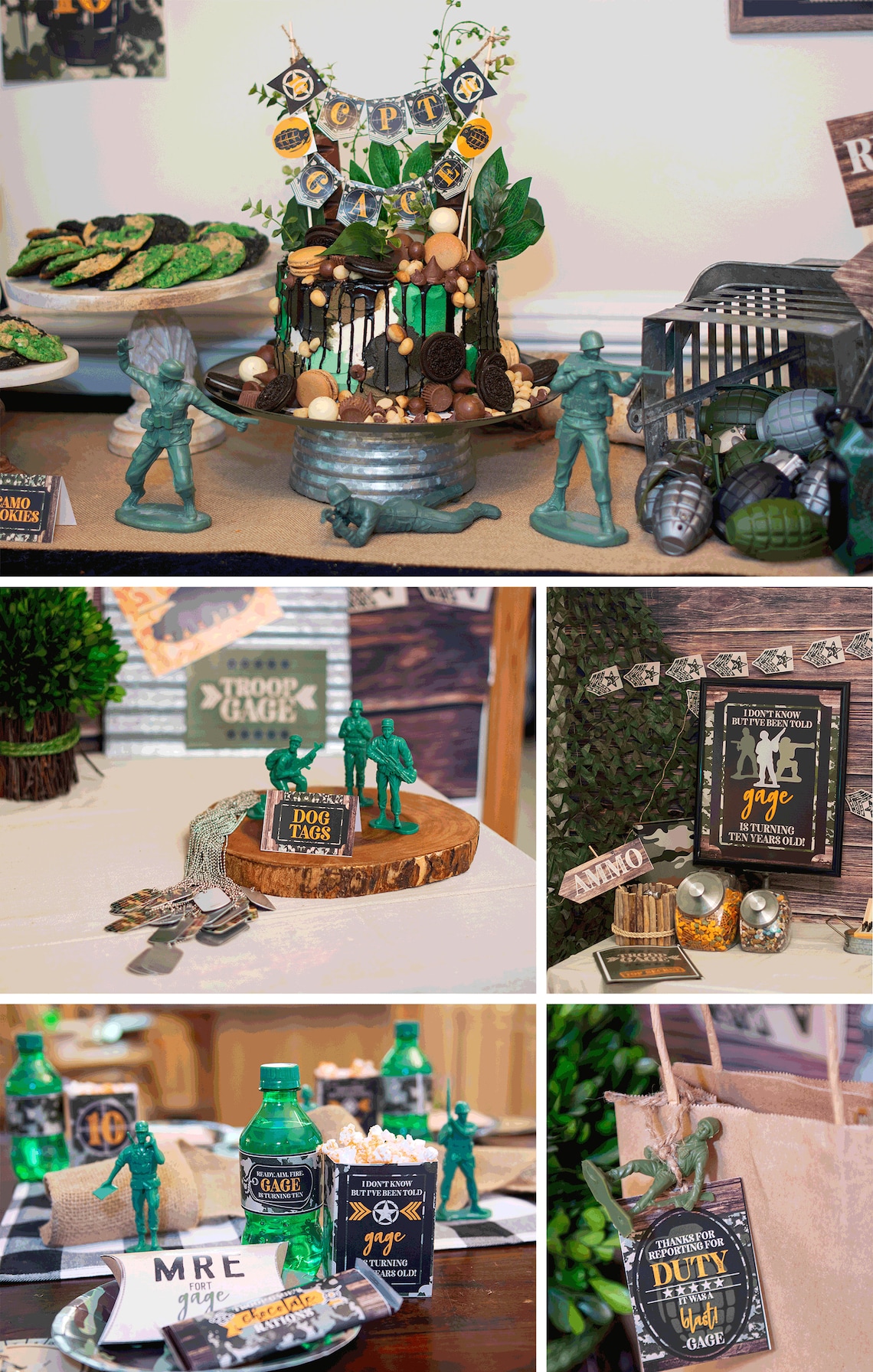Boys Birthday Invites + Decor Bundle, Camo Army, Иerf War, Favors ...