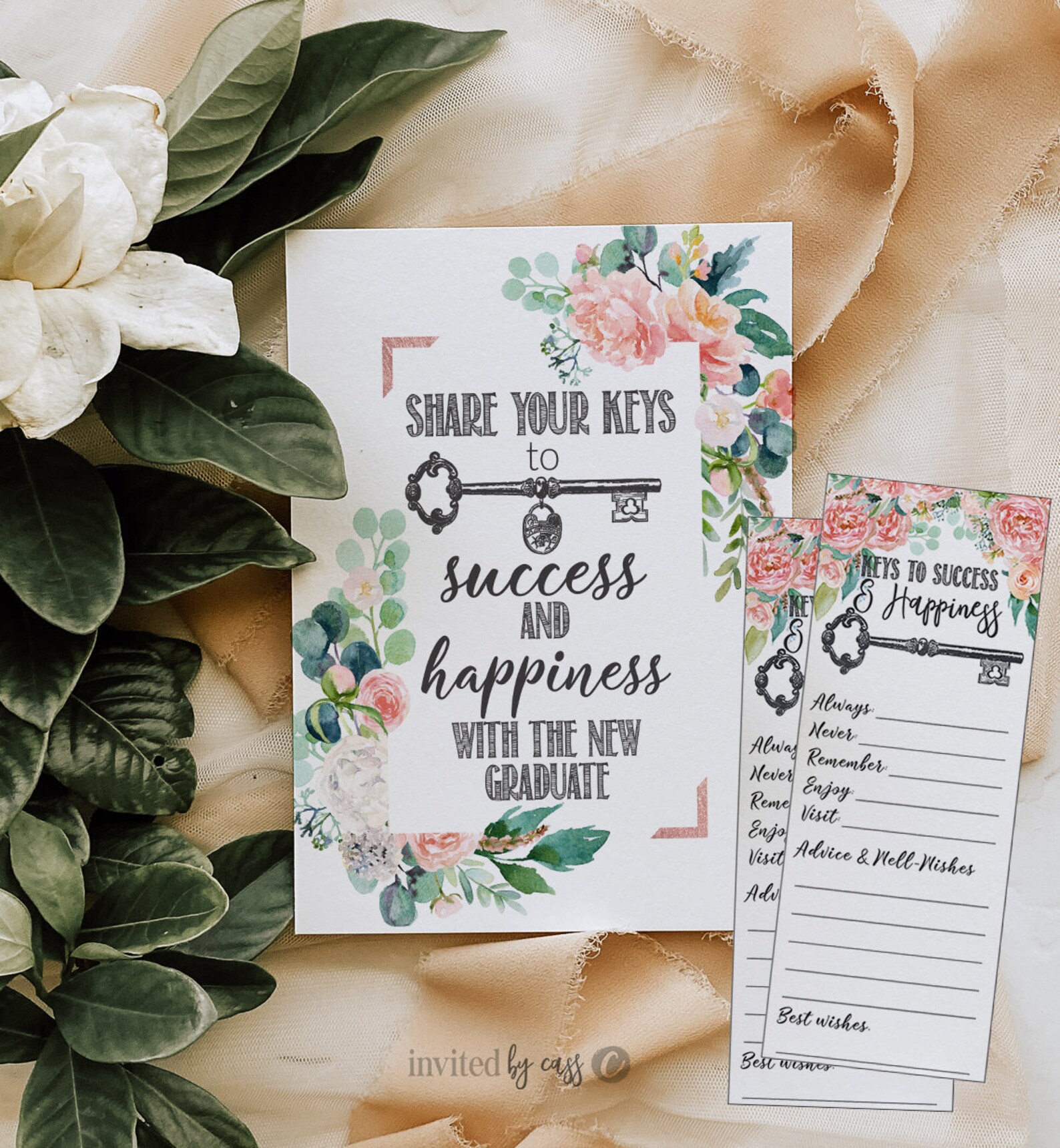 Graduation Advice and Wishes floral Signs Bookmarks | Etsy