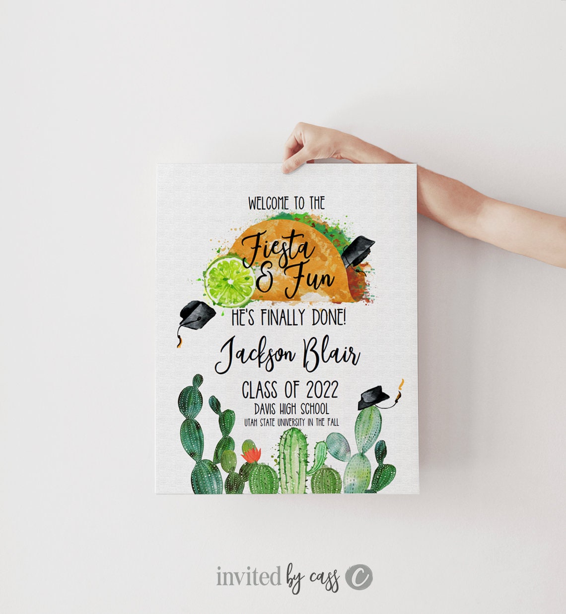 Printable Graduation Sign Fiesta Taco Bar Grad Graduation - Etsy