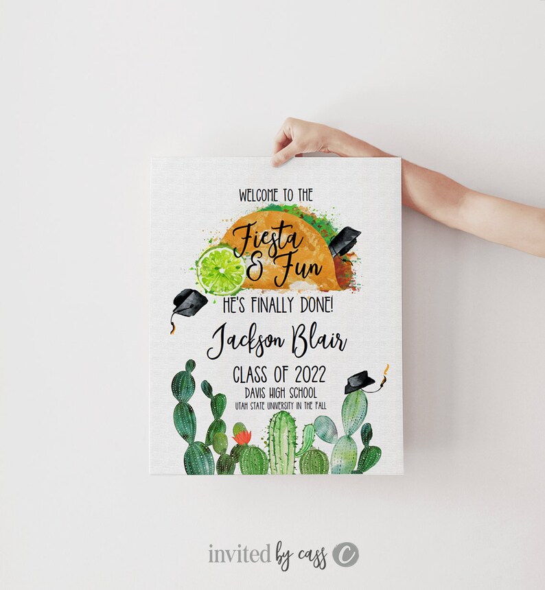 Printable Graduation Sign Fiesta Taco Bar Grad Graduation - Etsy