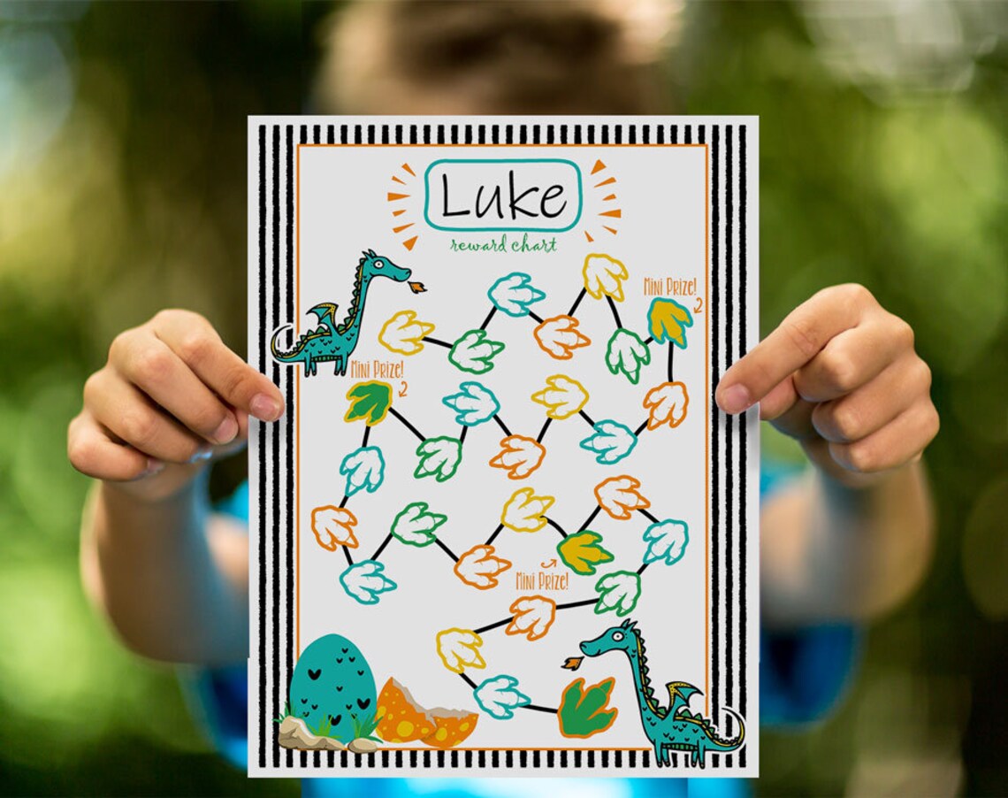 Kids Reward Chart Sticker Chart Punch Cards Boys Dragons - Etsy