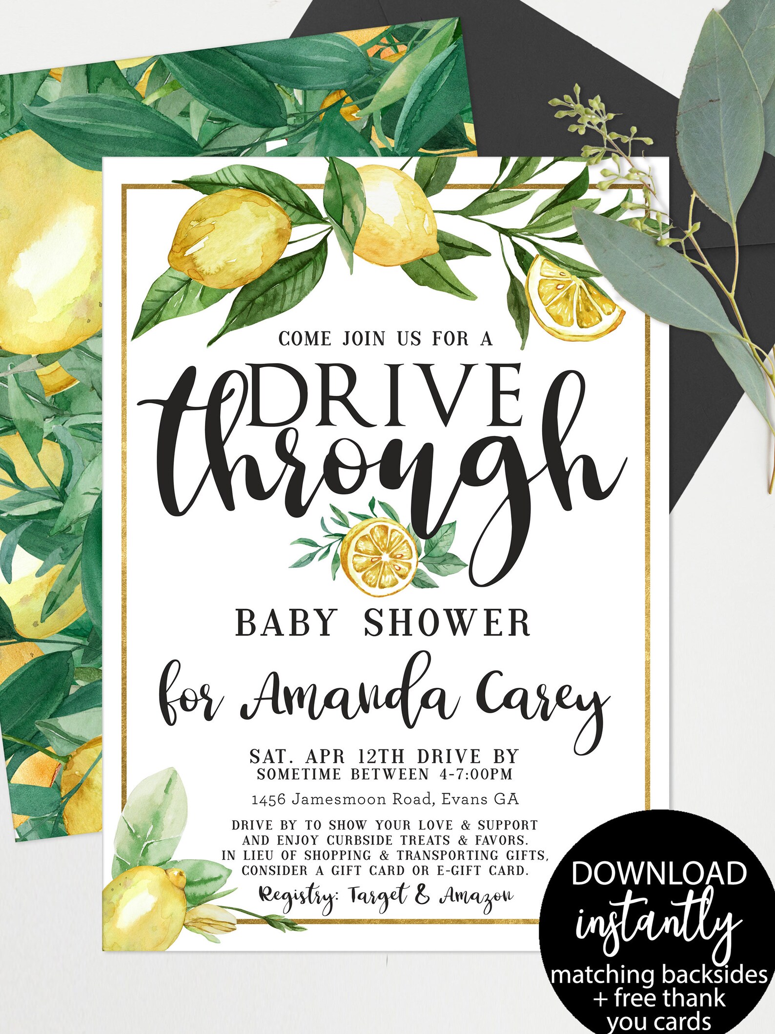 Drive Through Baby Shower- Quarantine Lemon Drive by Party Invitation ...
