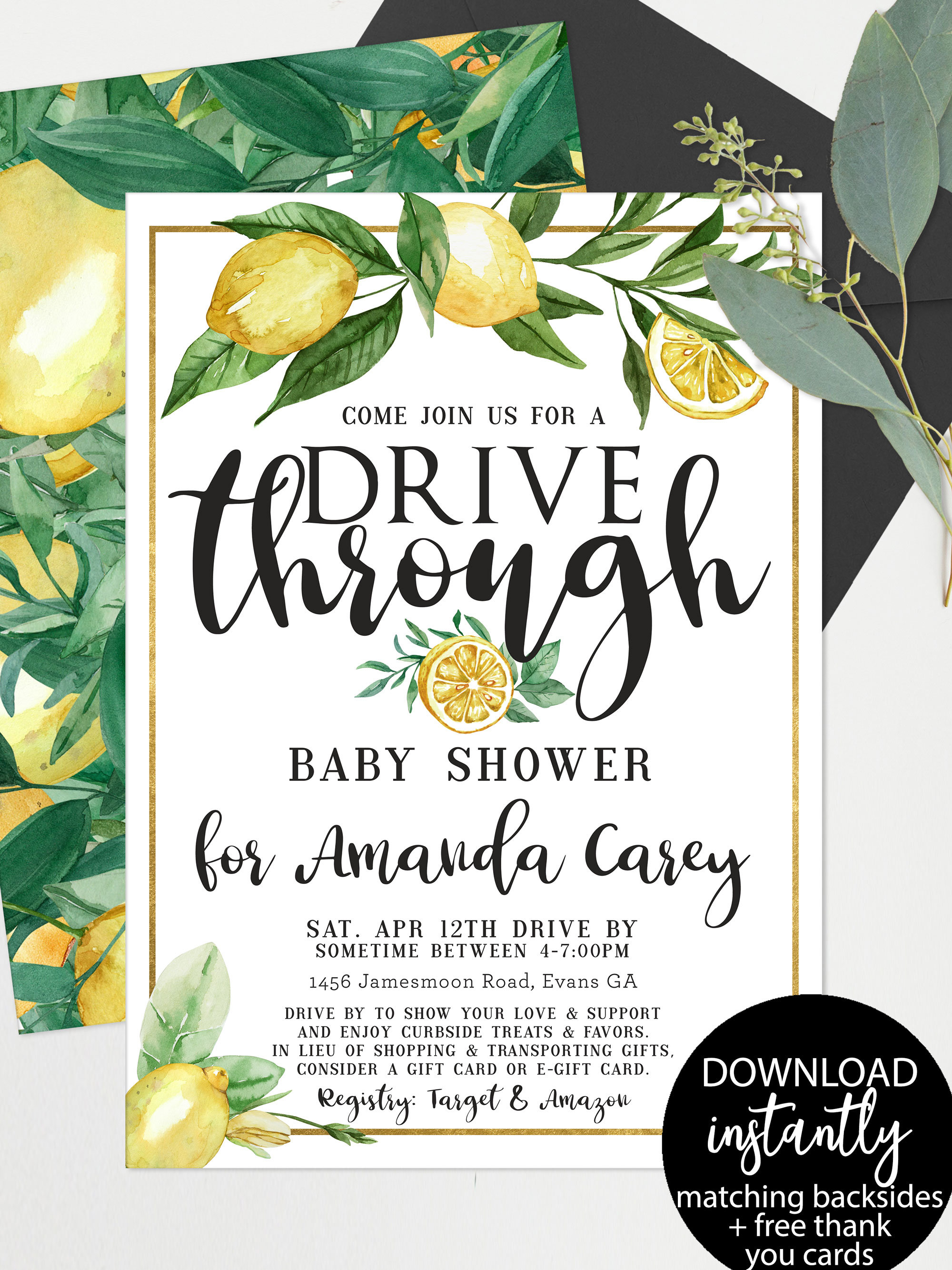 Drive Through Baby Shower- Quarantine Lemon Drive by Party Invitation ...