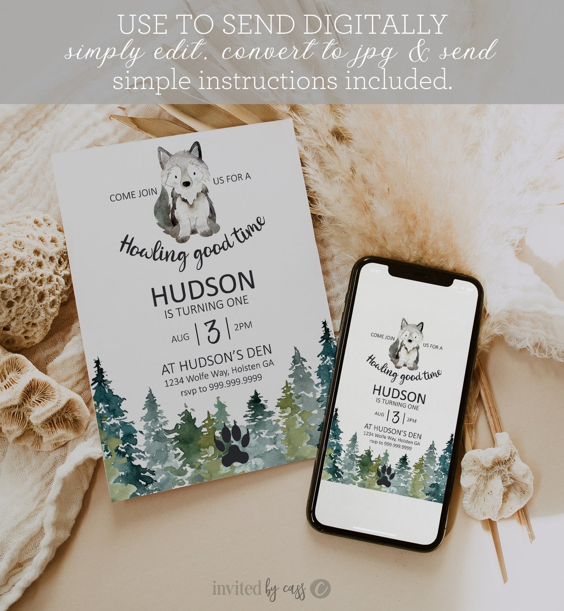 Wolf Party Invitations First Birthday Second Third - Etsy